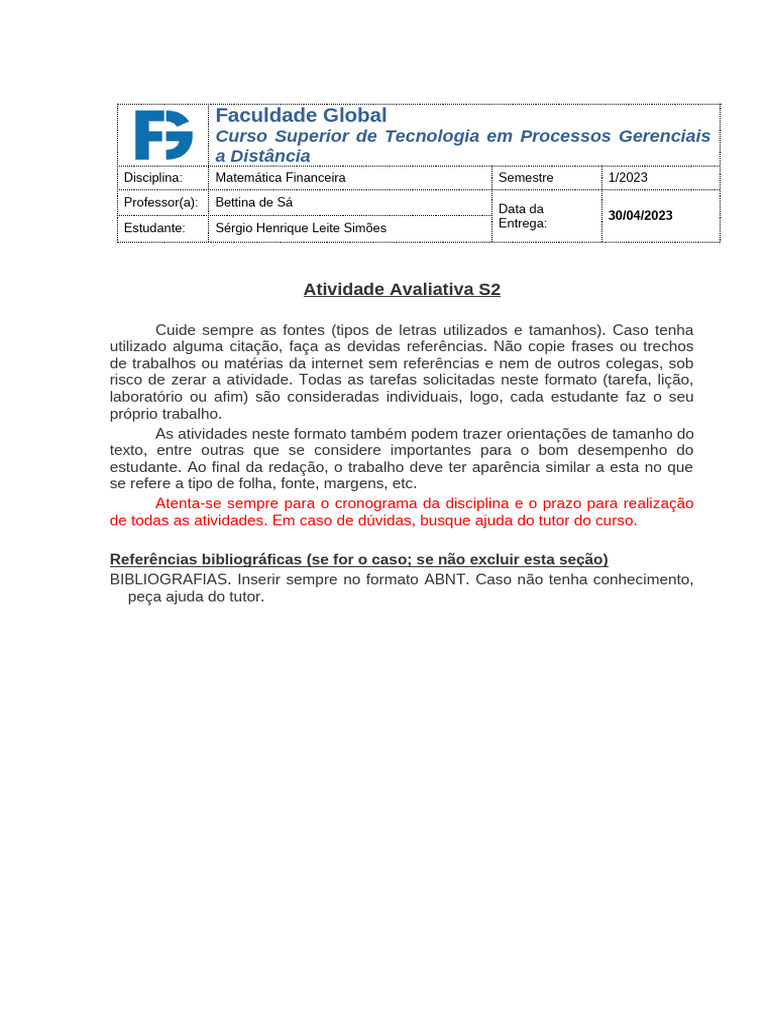 Tarefas (Modelo) | PDF