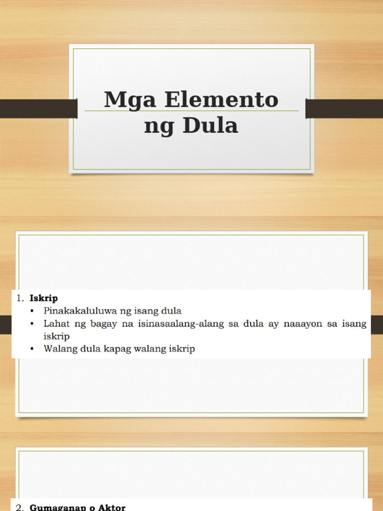 Mga Elemento Ng Dula | PDF