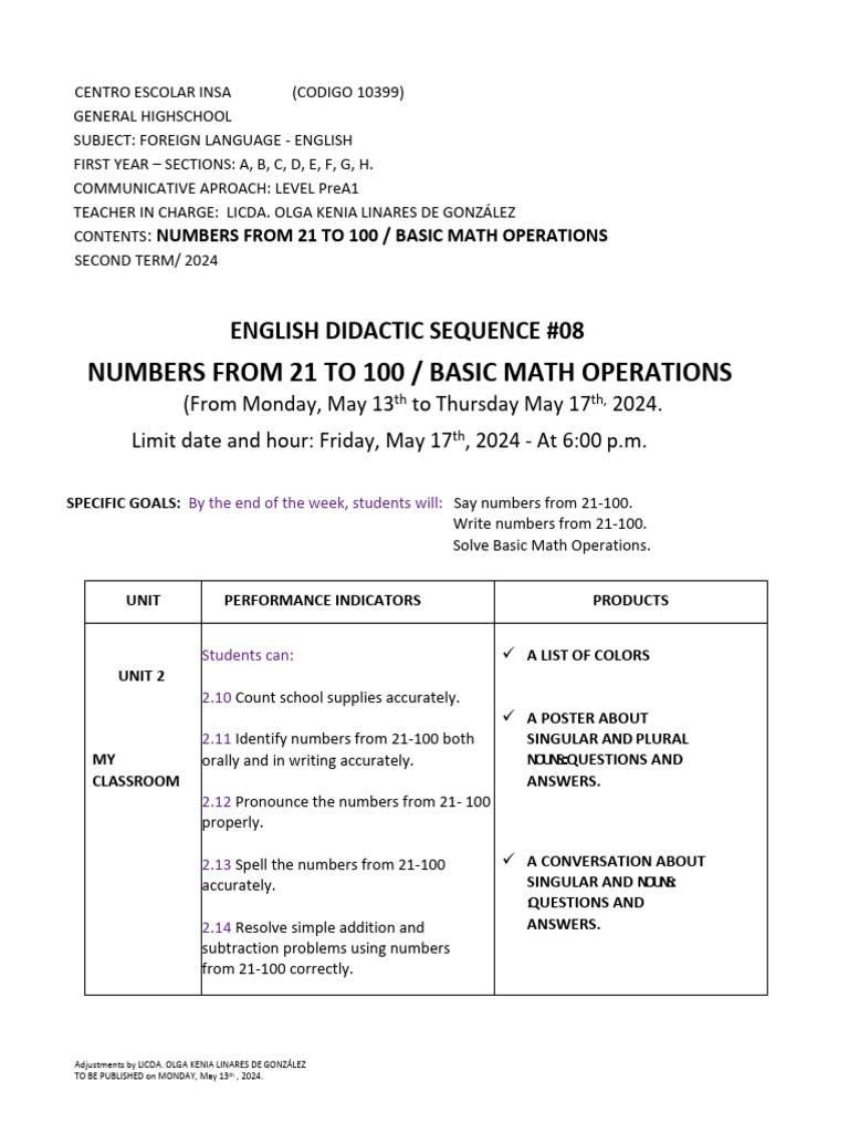 English Didactic Sequence - 08 | PDF