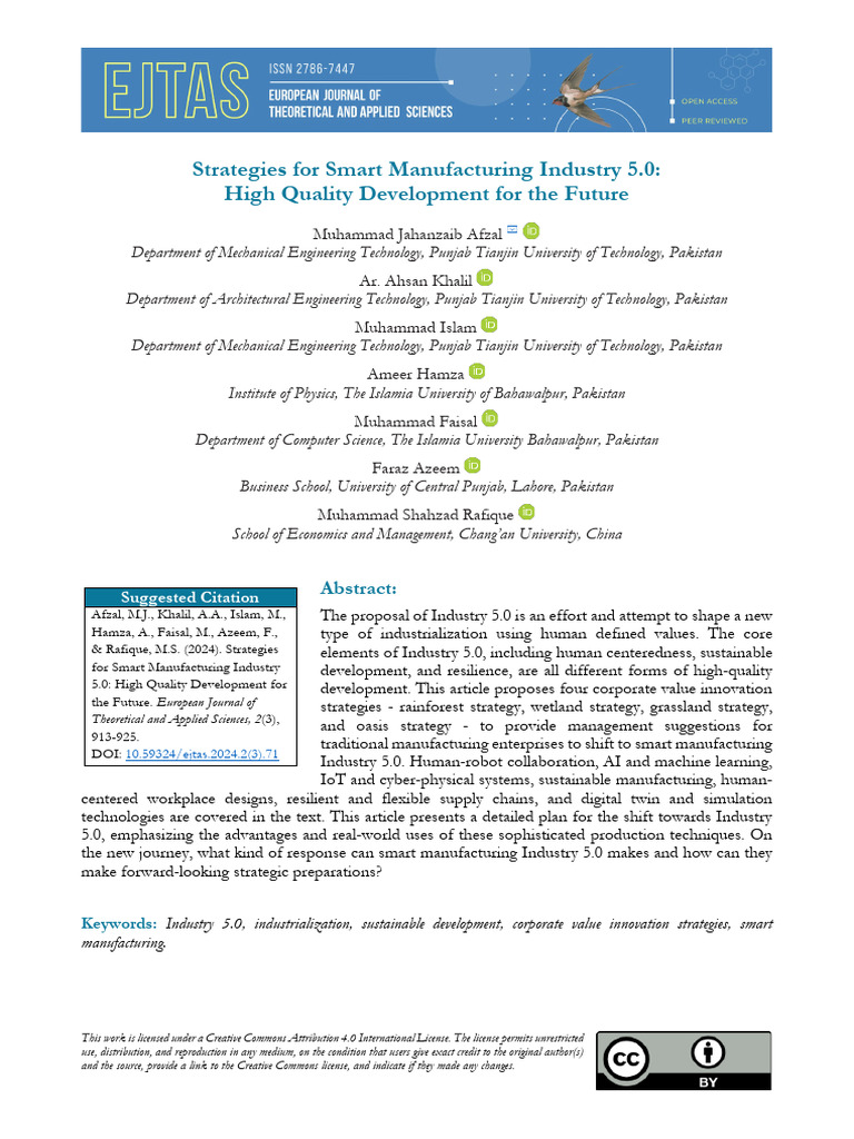 Smart Manufacturing Strategies for Industry 5.0 | PDF | Internet Of ...