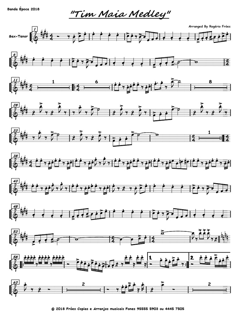 Tim Maia Medley Sax Tenor | PDF