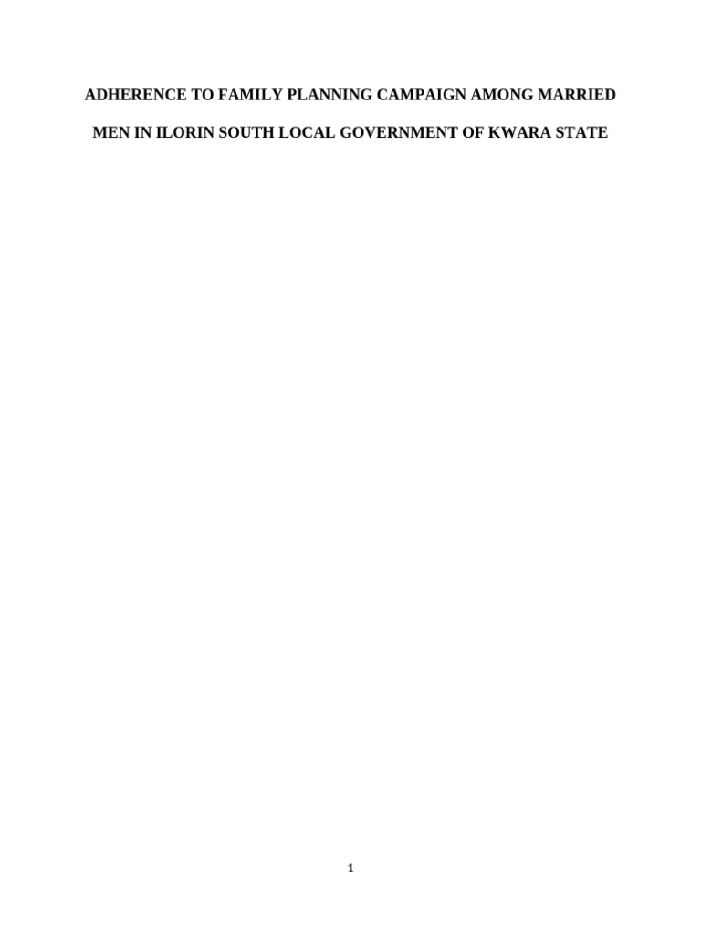 Family Planning Adherence in Ilorin South | PDF | Family Planning ...