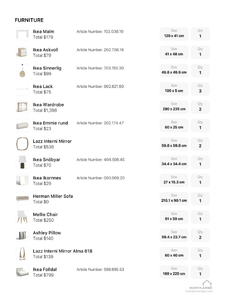 Room - Shopping List | PDF