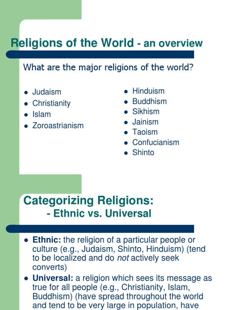 Ethnic vs. Universal Religions Overview | PDF