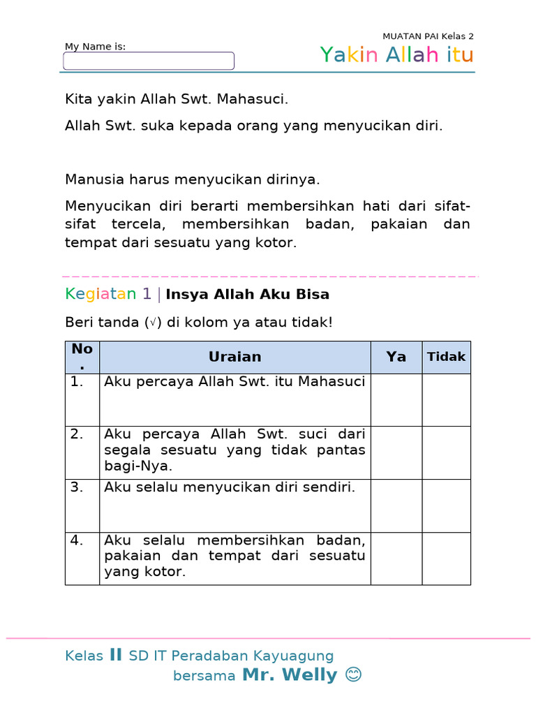 LKPD PAI Kelas 2 | PDF