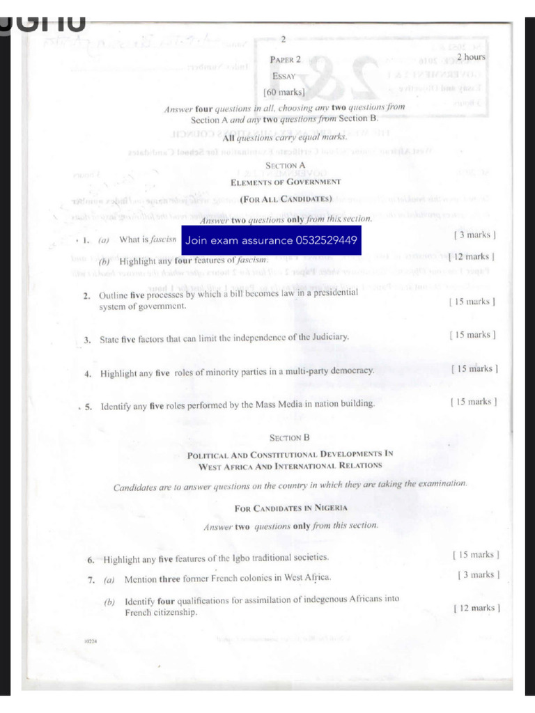 Government 2&1 Exam Assurance 0532529449 | PDF