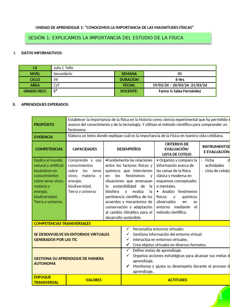 A 5º Ses Act 1-Cyt-U1 | PDF
