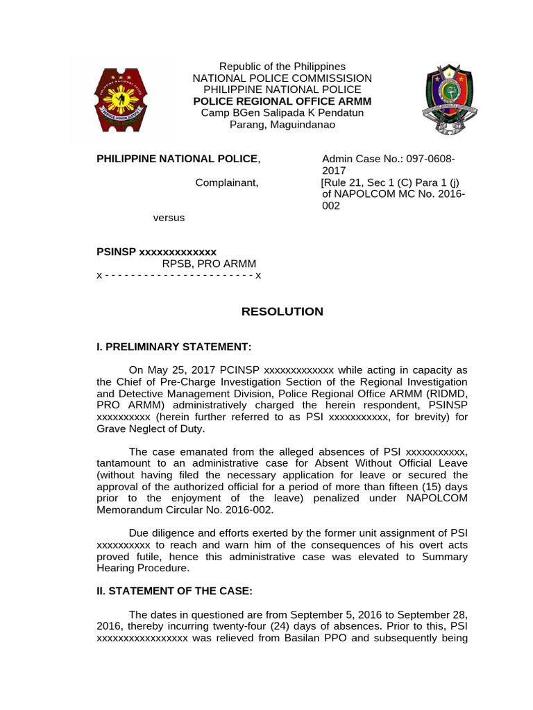 SAMPLE RESOLUTION AND Report of Investigation of SHO | PDF