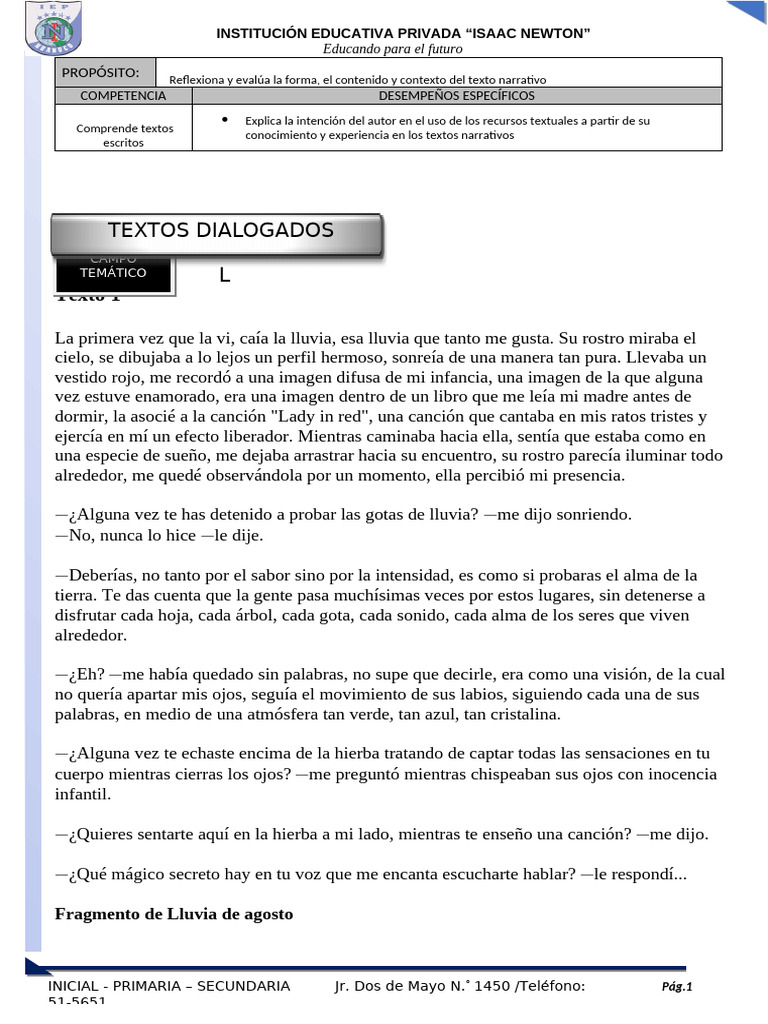 1° Lectura. Tema 4 Textos Dialogados | PDF | El Principito