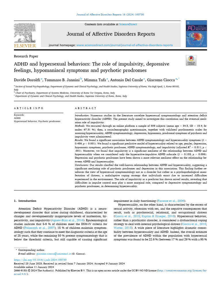 Journal of Affective Disorders Reports | PDF