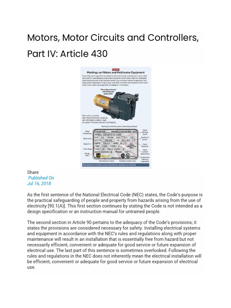 Motors, Motor Circuits and Controllers Part 4 | PDF