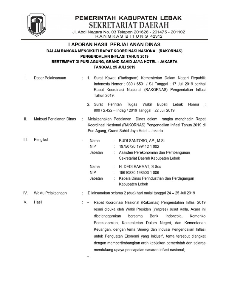 LHPD Rakornas TPID 2019 | PDF