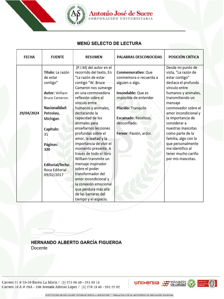 formato menu selecto de lectura (II) | PDF