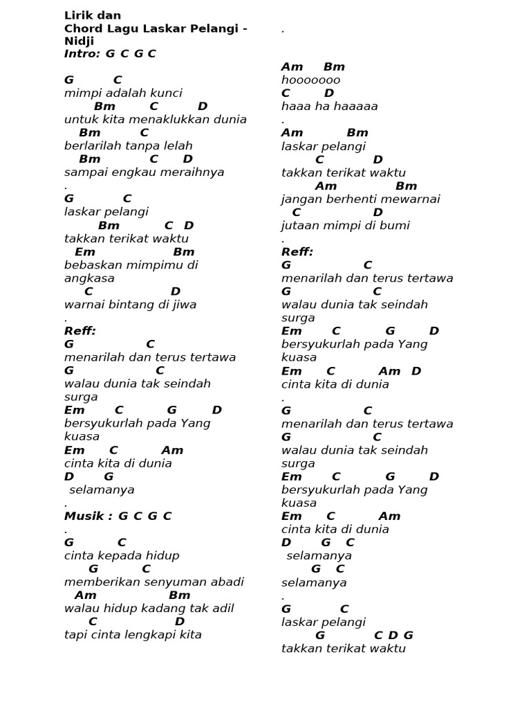 Laskar Pelangi Chord | PDF