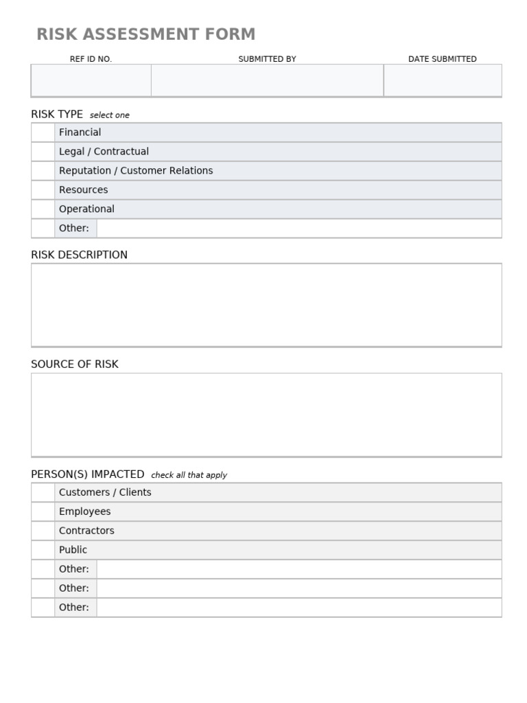 Risk Assessment Form | PDF