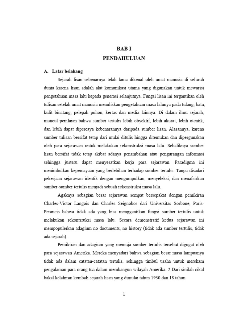 DEFINISI, KARAKERISTIK KELEBIHAN DAN KEKURANGAN SEJARAH LISAN - Dzulhaj ...