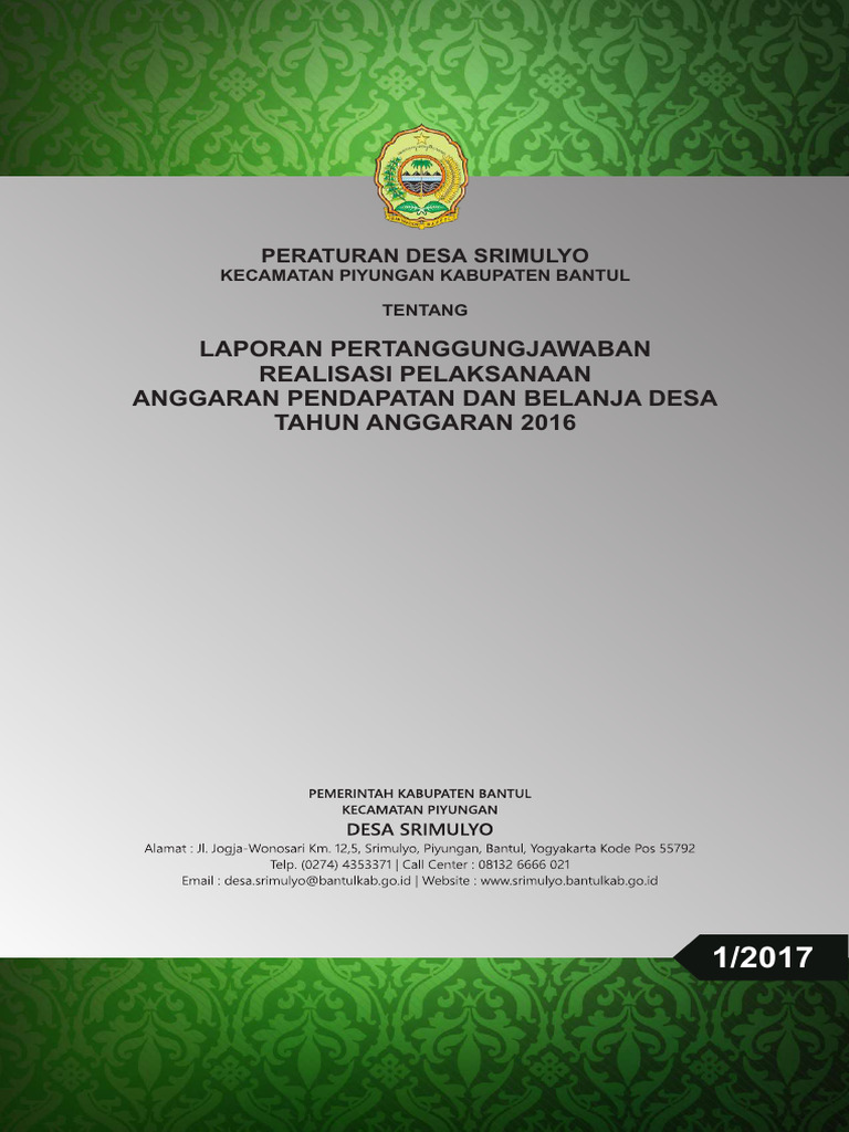 Laporan Pertanggungjawaban Realisasi Pelaksanaan Anggaran Pendapatan Dan Belanja Desa Tahun ...