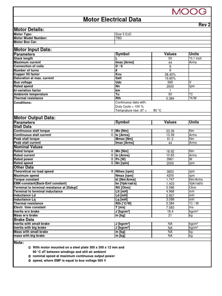 Moog Motor Datasheet | PDF