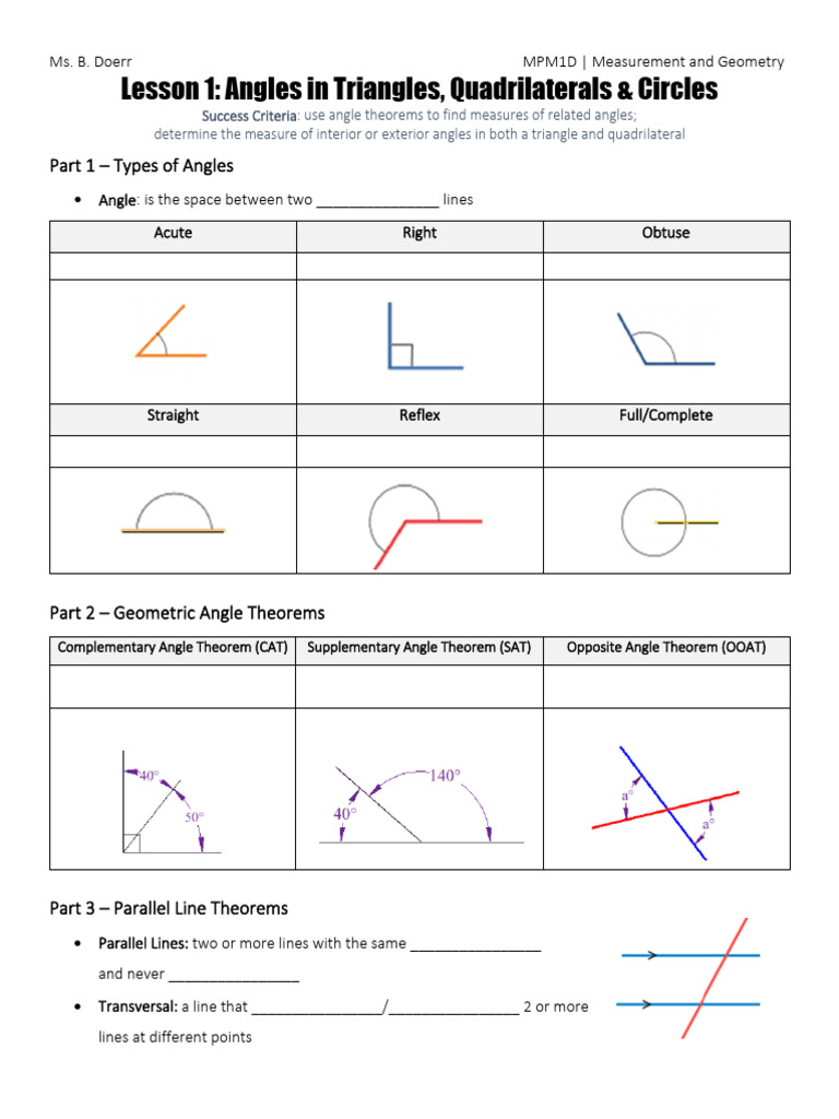 1 - Angles in Triangles, Quads and Circles | PDF