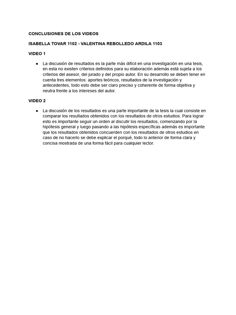 Conclusiones de Los Videos | PDF