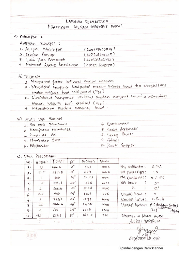 Kelompok 2 - Laporan Sementara Medan Magnet Bumi | PDF