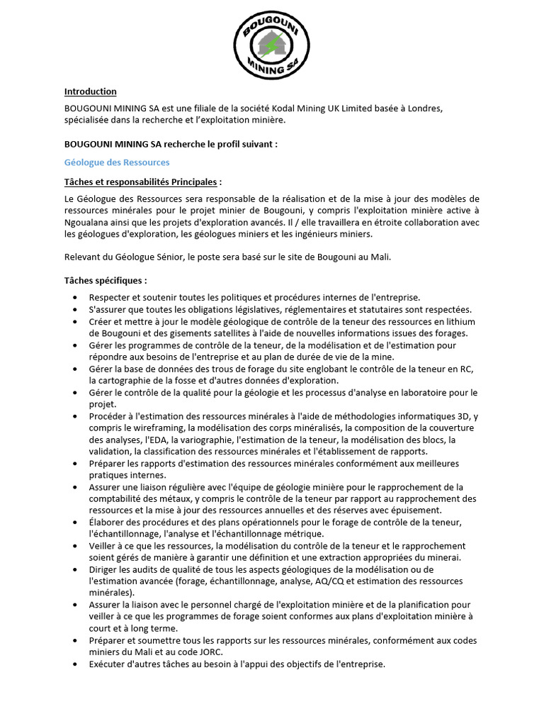 Spécialisée Dans La Recherche Et L'exploitation Minière.: Géologue Des ...