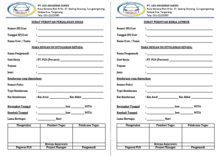 Form SPKL Dan SPPD Bali | PDF