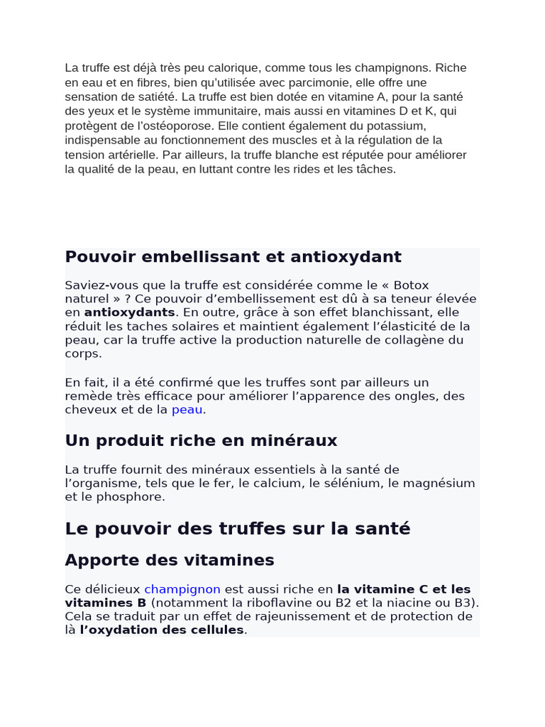 Bienfaits de La Truffe | PDF
