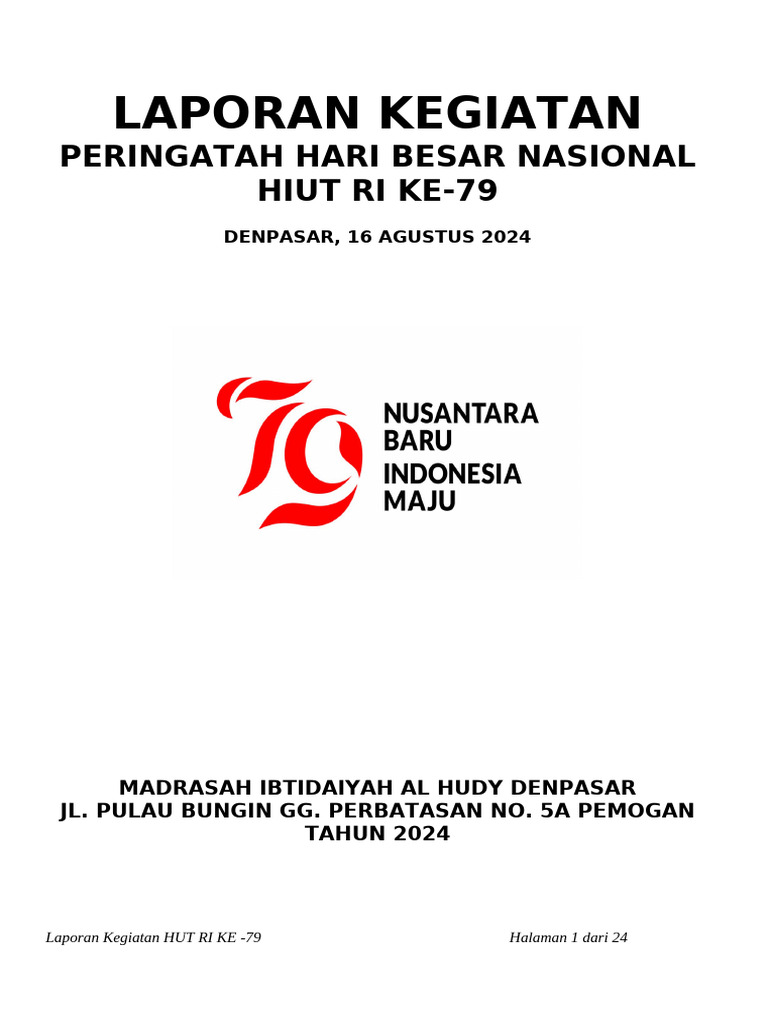 Laporan Kegiatan 17 Agustus 2024 | PDF