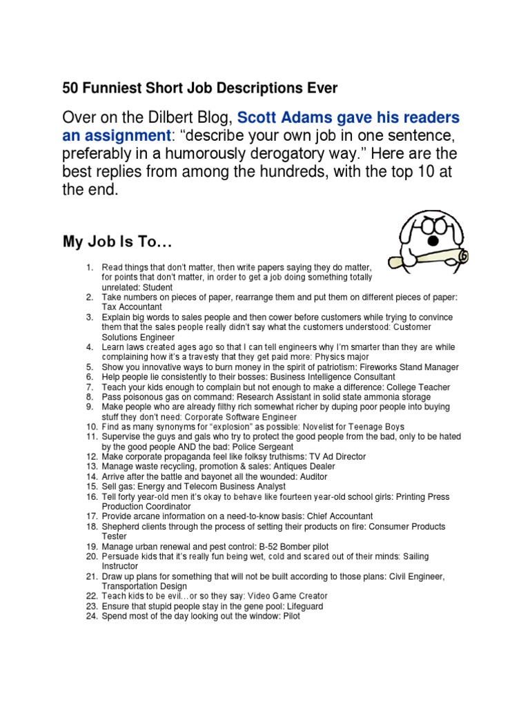 50 Funniest Short Job Descriptions Ever | PDF | Violence | Business