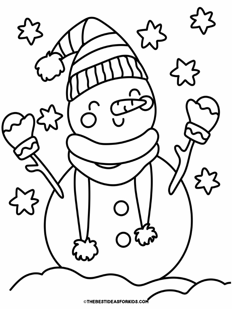 Cute Snowman Coloring Page | PDF