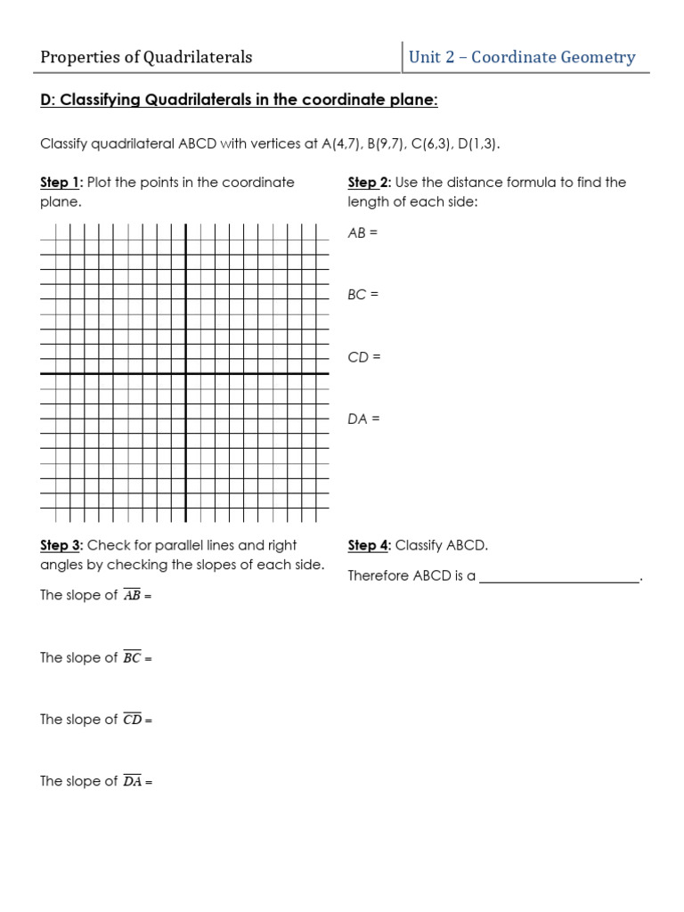 4-4 Classify Quadrilaterals Homework | PDF | Slope | Teaching Methods ...