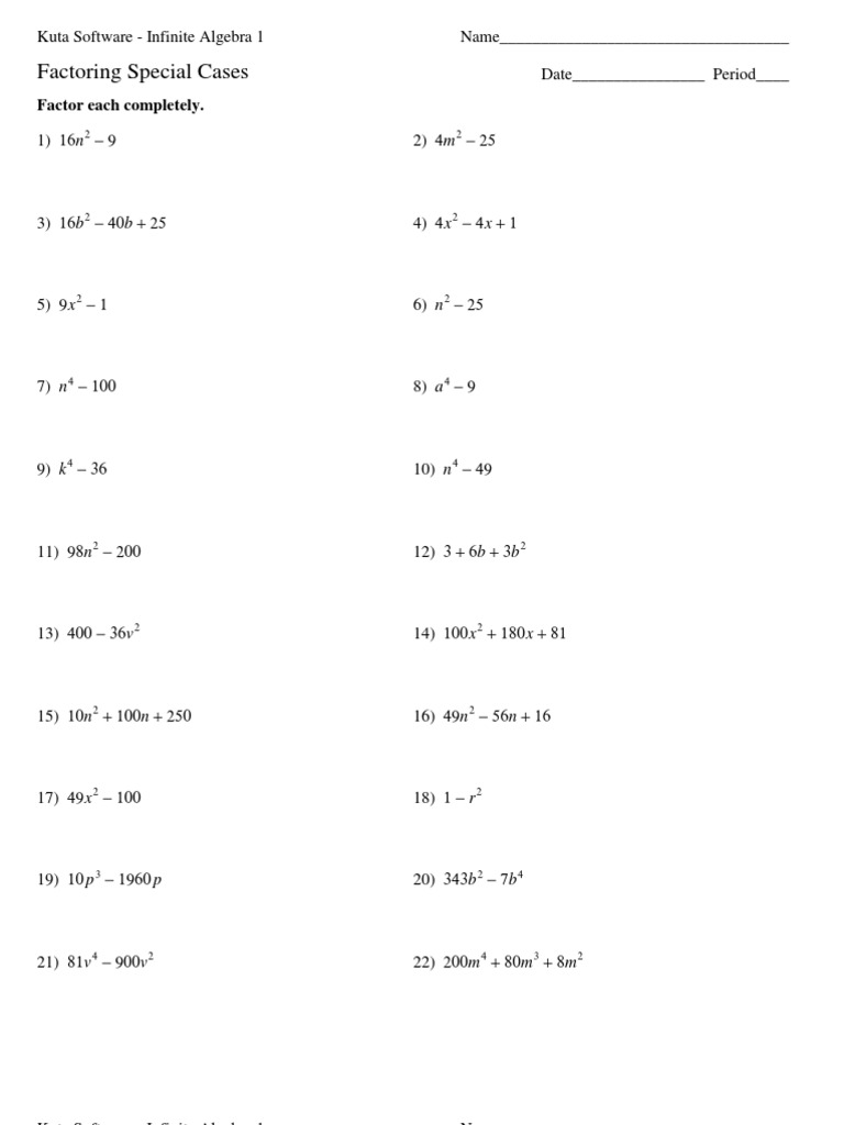 Factoring Special Casessdfghjk | PDF