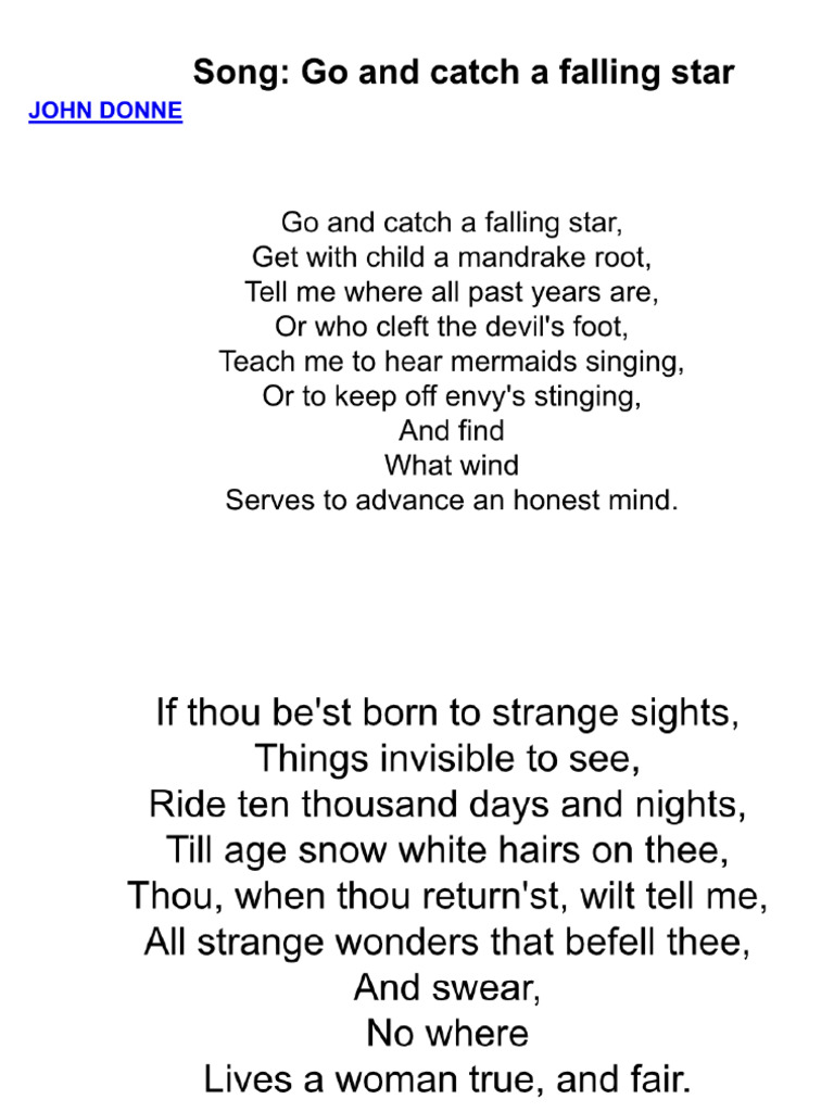 Go and Catch A Falling Star | PDF