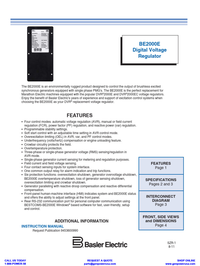 Manual Basler Avr Be2000e | PDF