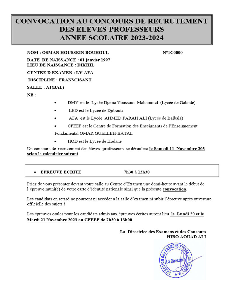 Convocation Concours2023 Part1 | PDF