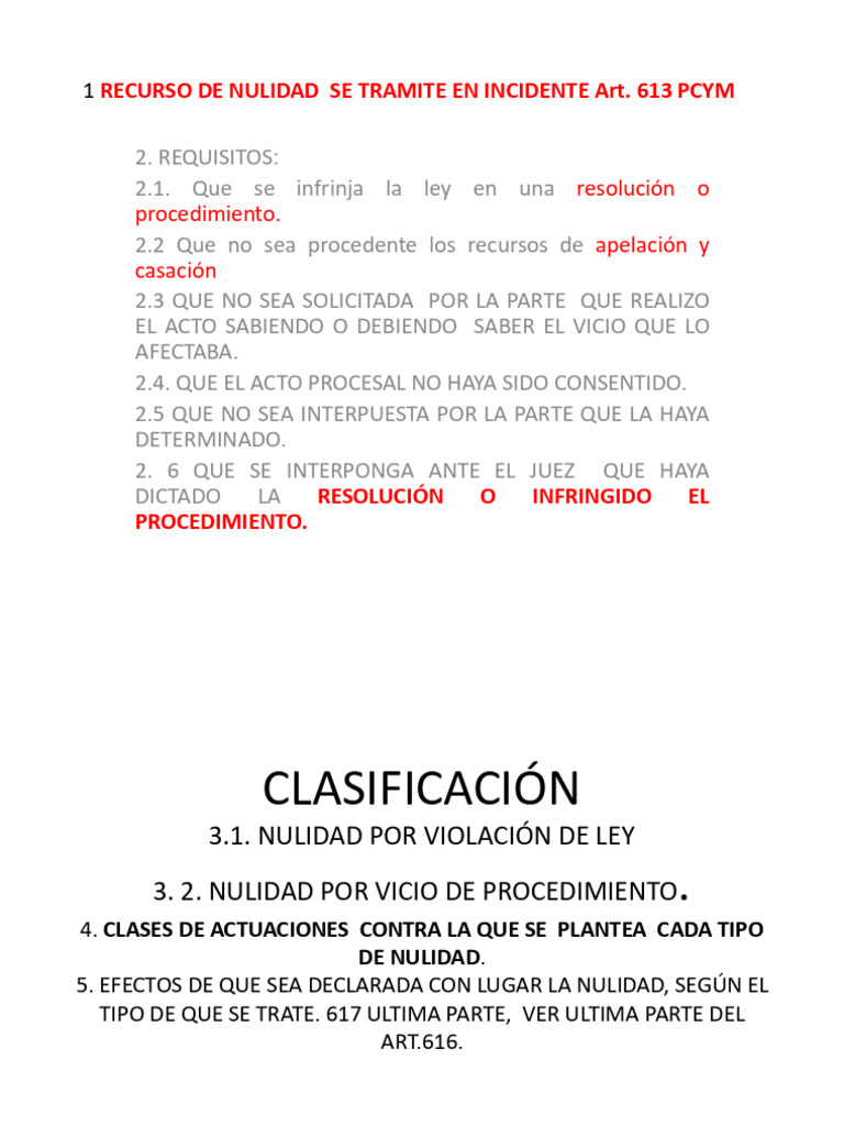 Esquema Recurso de Nulidad | PDF