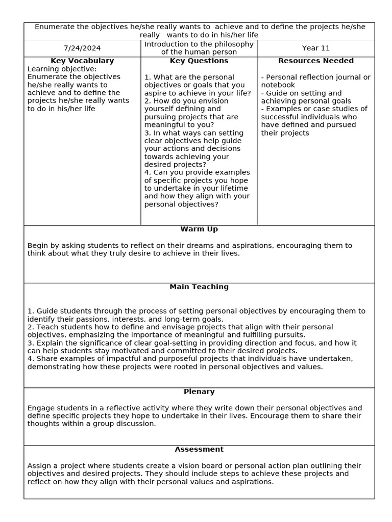 Key Vocabulary Key Questions Resources Needed | PDF