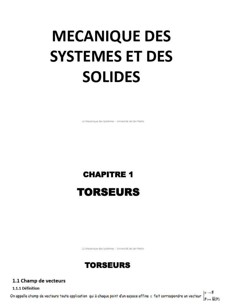 Cours de Mecanique Des Solides Et Systemes 2022 | PDF