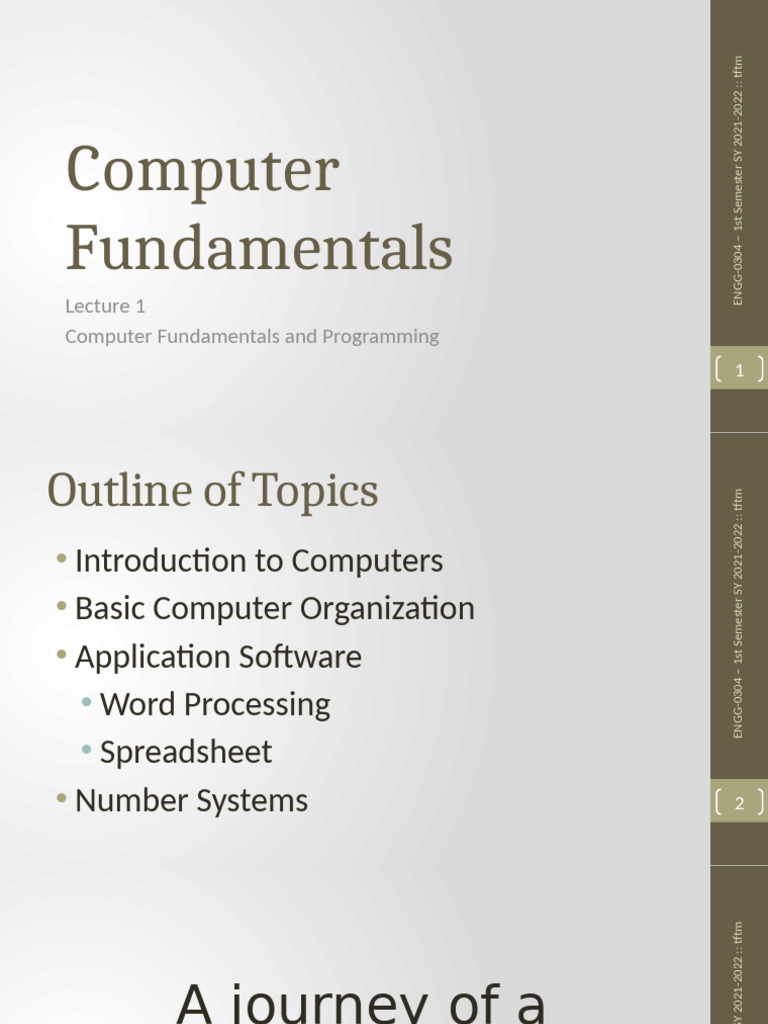 Computer Fundamentals Lecture 1 | PDF | Input/Output | Computers