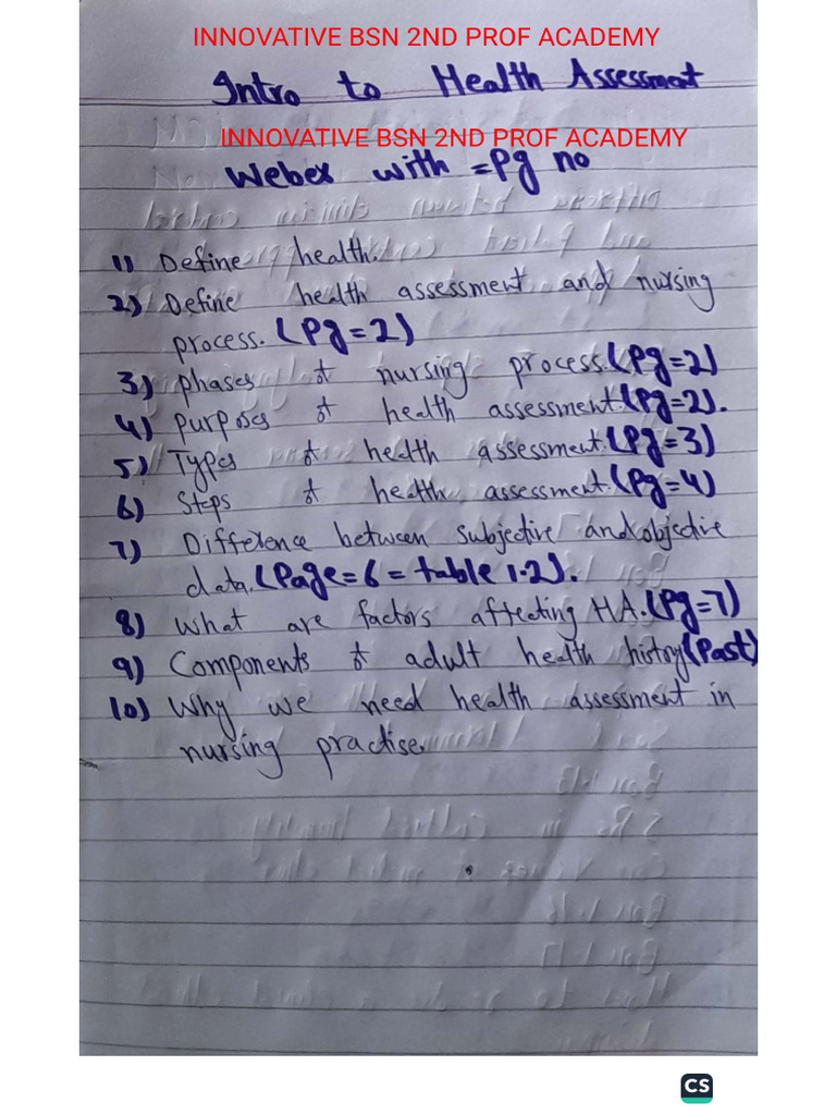 Unit.1 Introduction To Health Assessment | PDF