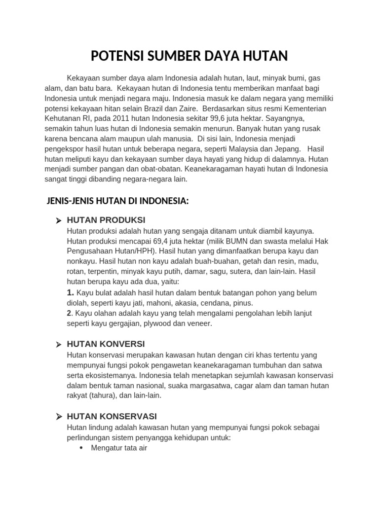 Potensi Sumber Daya Hutan 8C | PDF
