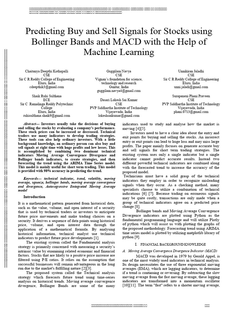 Predicting Buy and Sell Signals For Stocks Using Bollinger Bands and MACD With The Help of ...