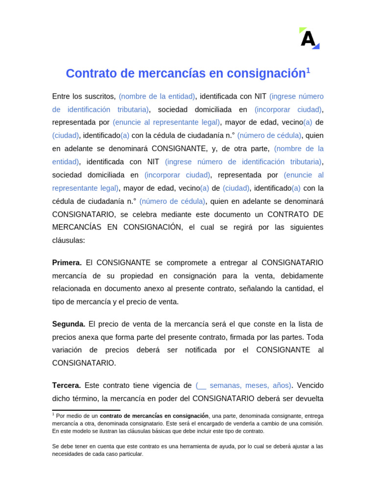 Modelo de Contrato de Consignación | PDF | Póliza de seguros | Negocios
