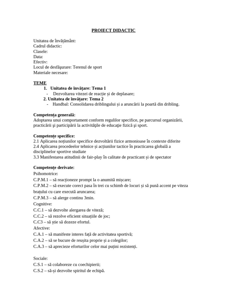 Proiect Educatie Fizica | PDF