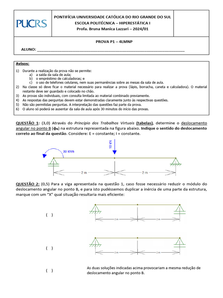 Prova 01 - 4LMNP | PDF