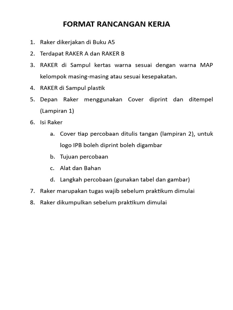 Format Rancangan Kerja | PDF