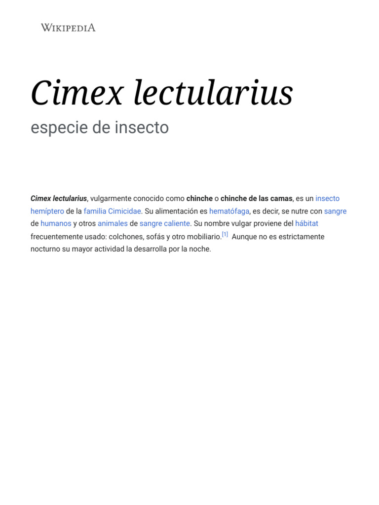 Cimex Lectularius | PDF