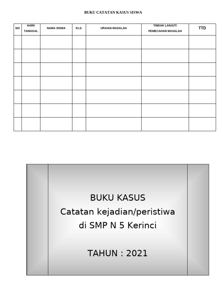 Contoh Buku Kasus Siswa - Bimbingan Dan Konseling | PDF