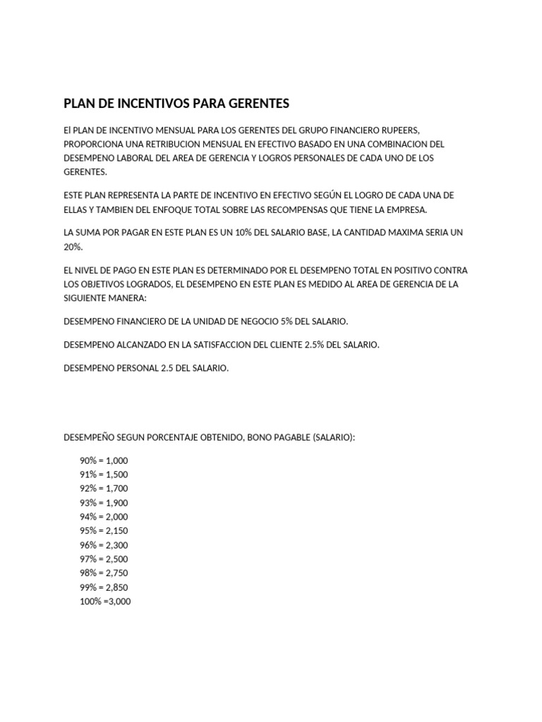 El PLAN DE INCENTIVO | PDF | Economias | Finanzas y dinero